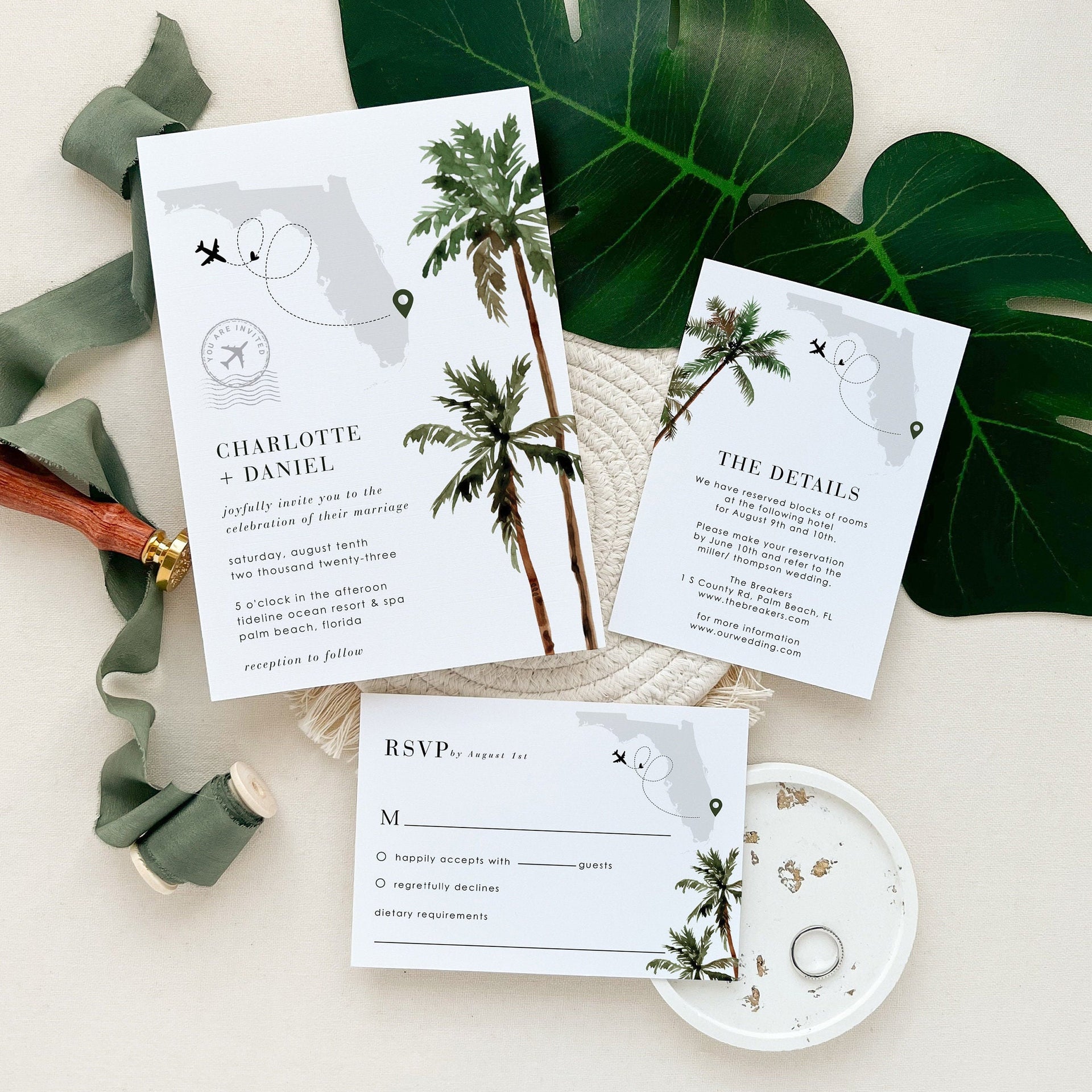 KONA Palm Tree Wedding Invitation Suite Template – Creative Things Studio