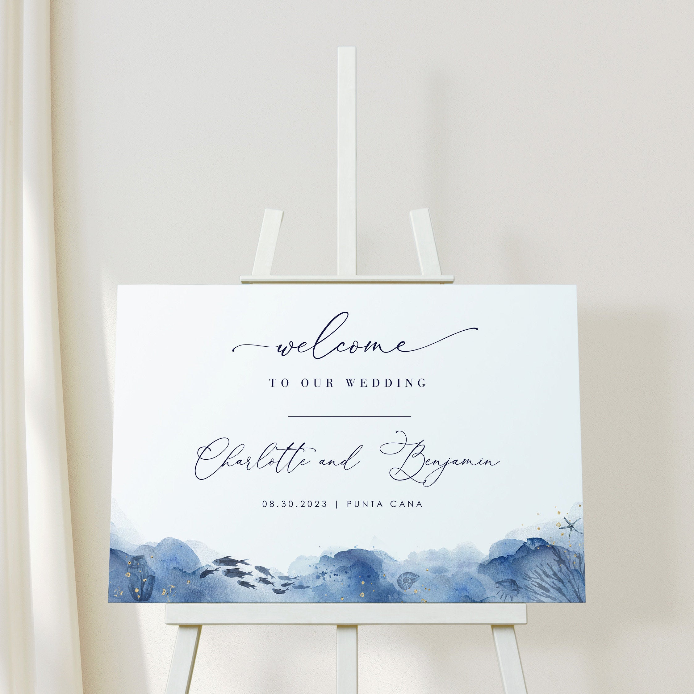 YLENIA Ocean Wedding Welcome Sign Template – Creative Things Studio