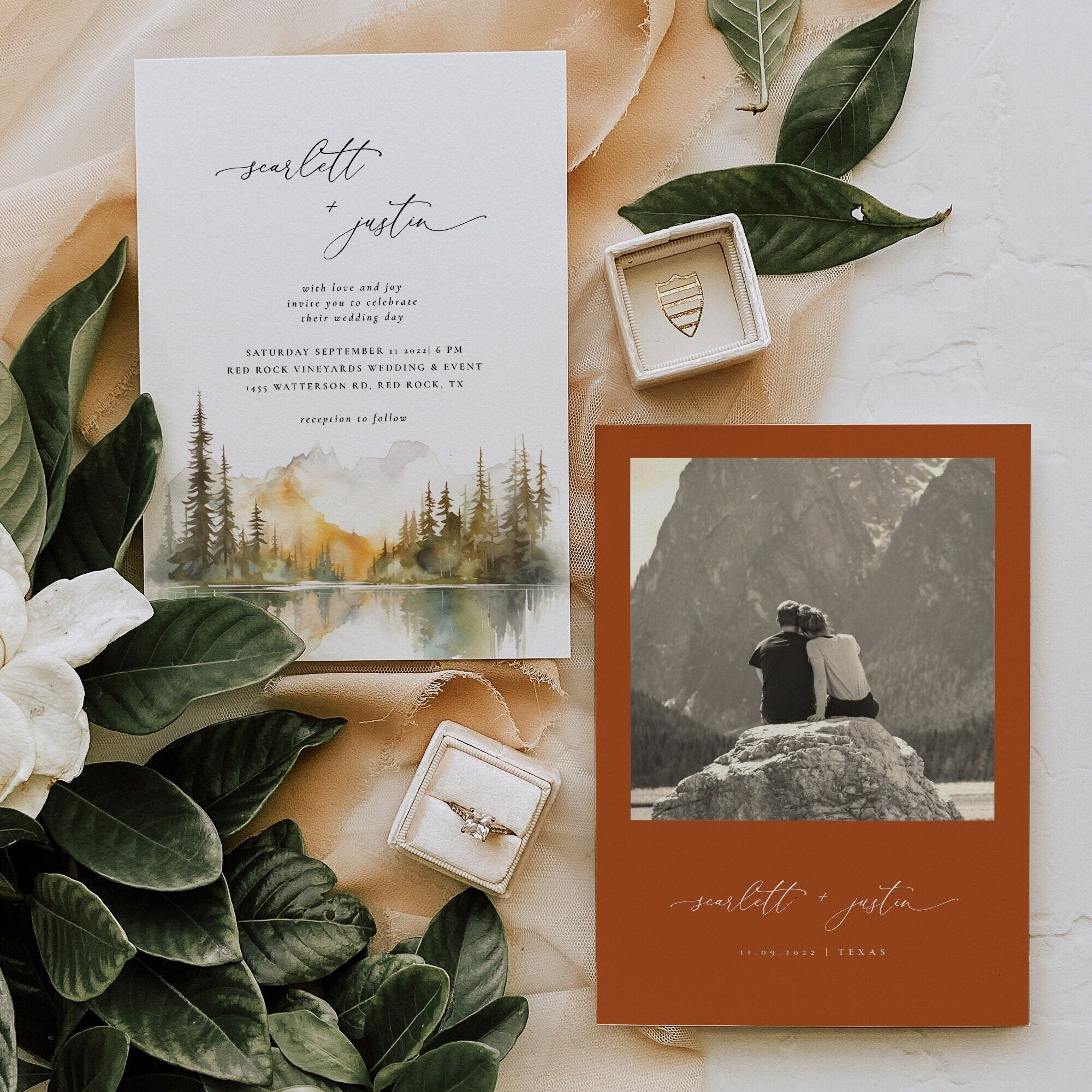 Wedding Invitation Templates With Background Trees