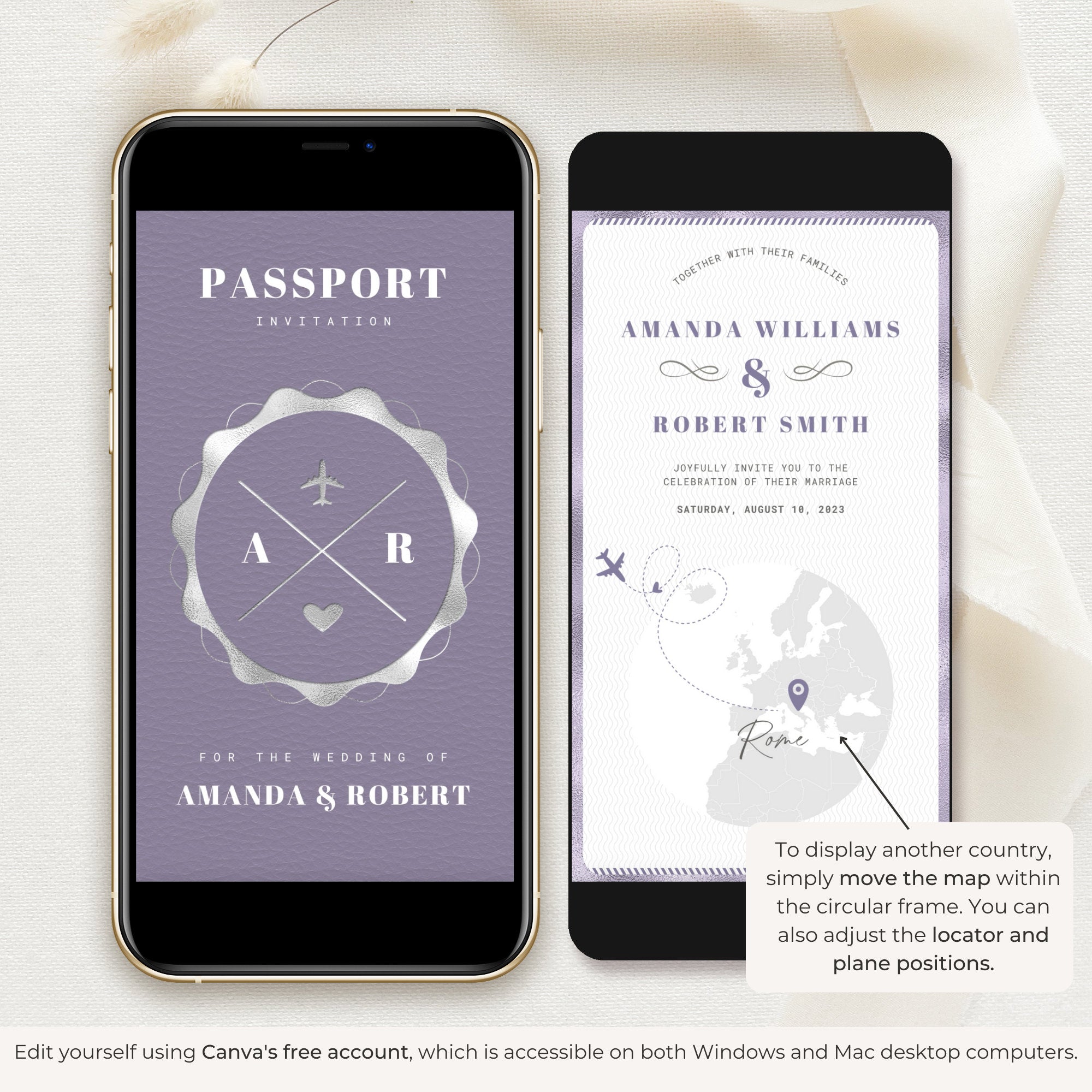 Passport Wedding Invitation Video Template - Purple – Creative Things ...