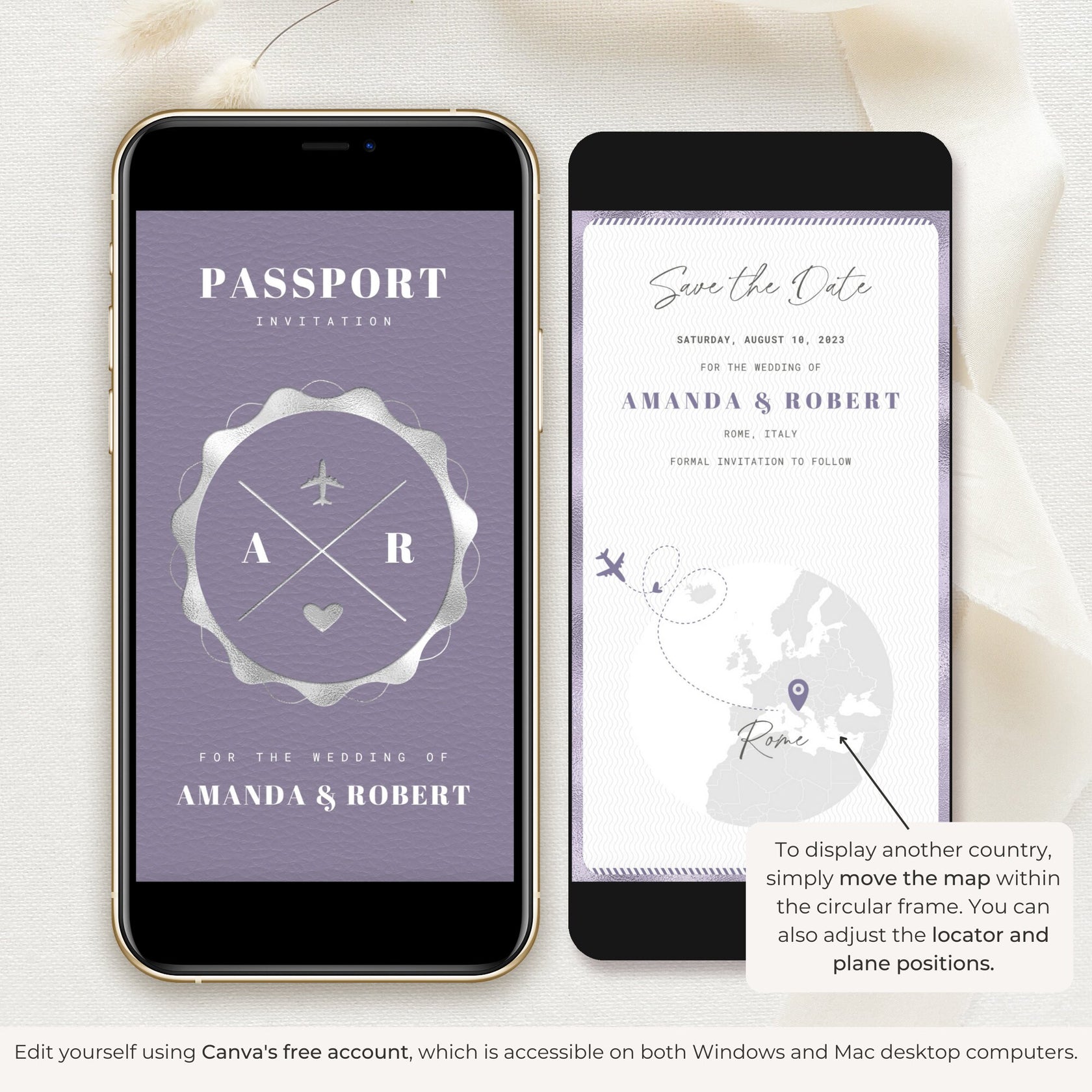 Purple Passport Save The Date Video Template