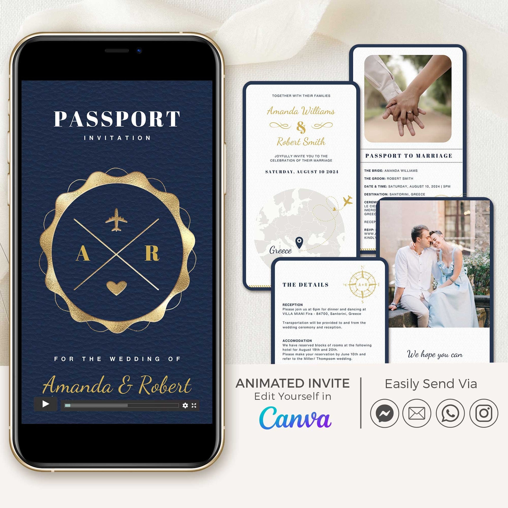Passport Wedding Invitation Video Template - Blue Navy – Creative ...