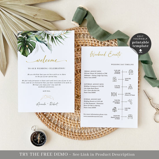 Palma | Tropical Wedding Welcome Letter And Itinerary Template