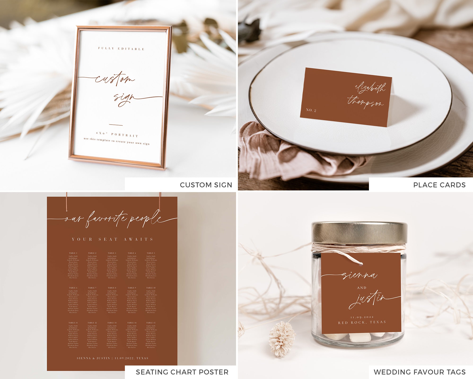 SIENNA Terracotta Wedding Printable Stationery Template Bundle